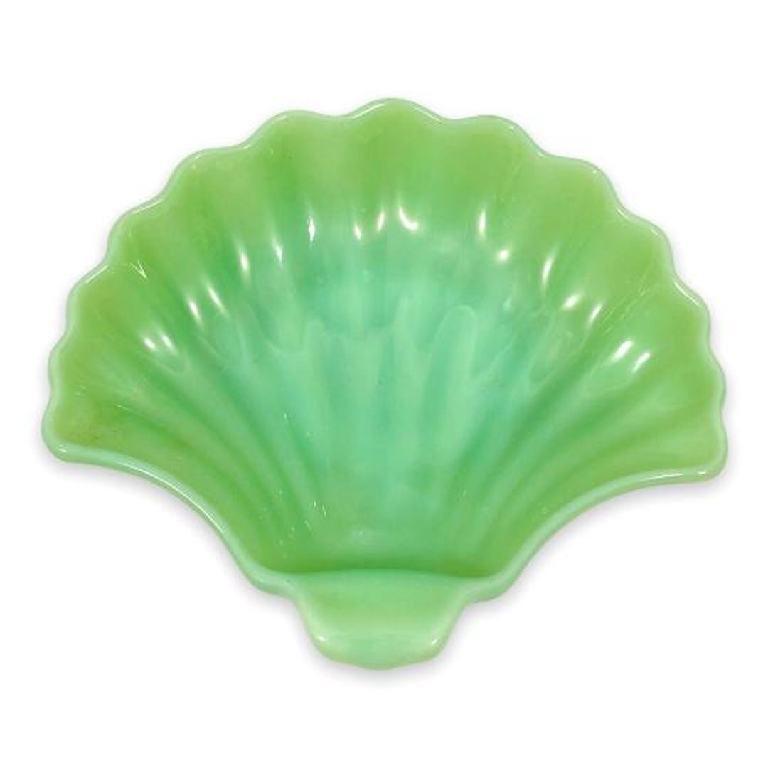 Fire King Jadeite Jadite Glass Clam Shell Dish Green Ridged Glass ...