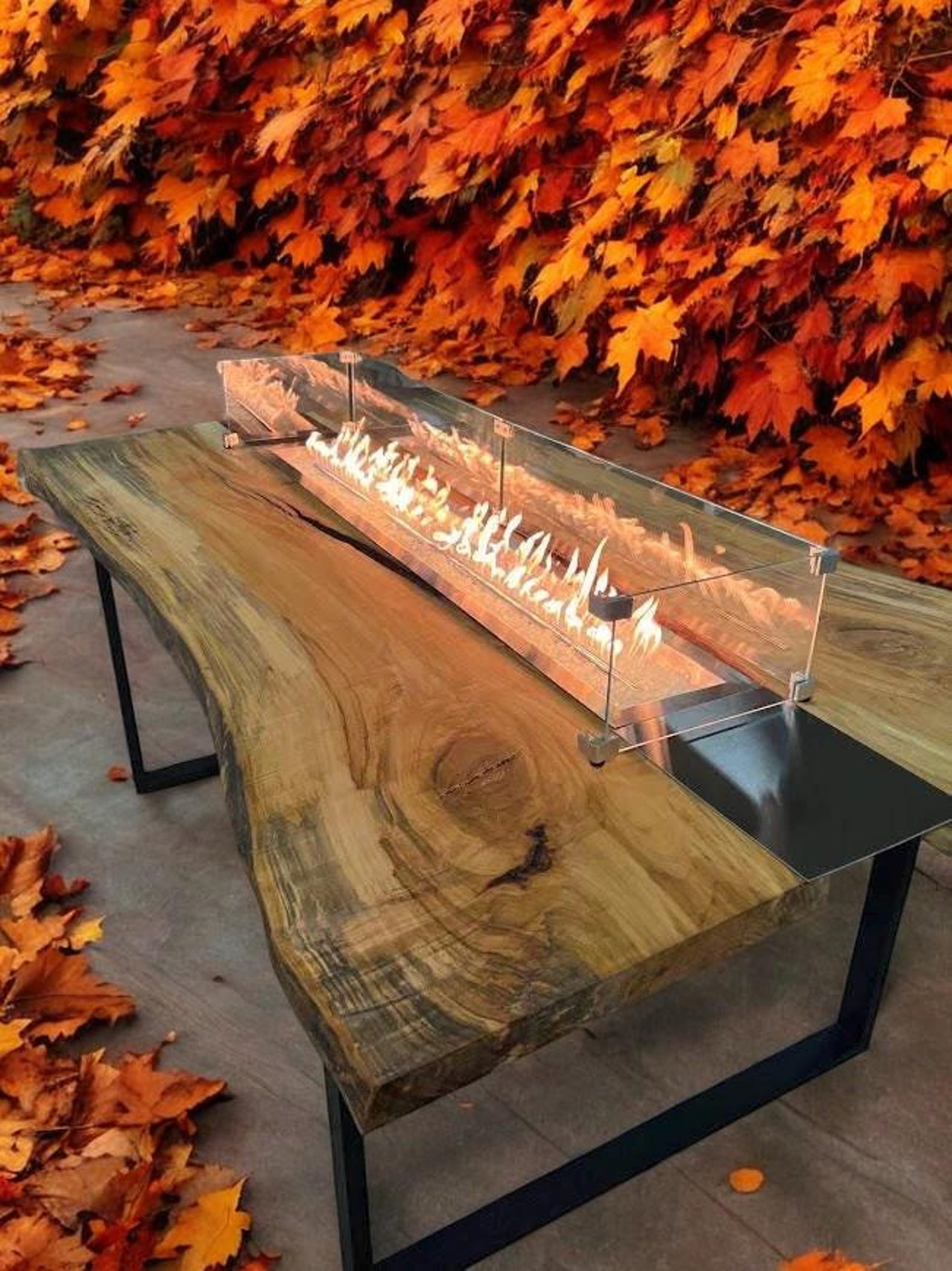 Elevate Your Outdoor Gatherings With Our Live Wood Edge Fire Pit Dining ...