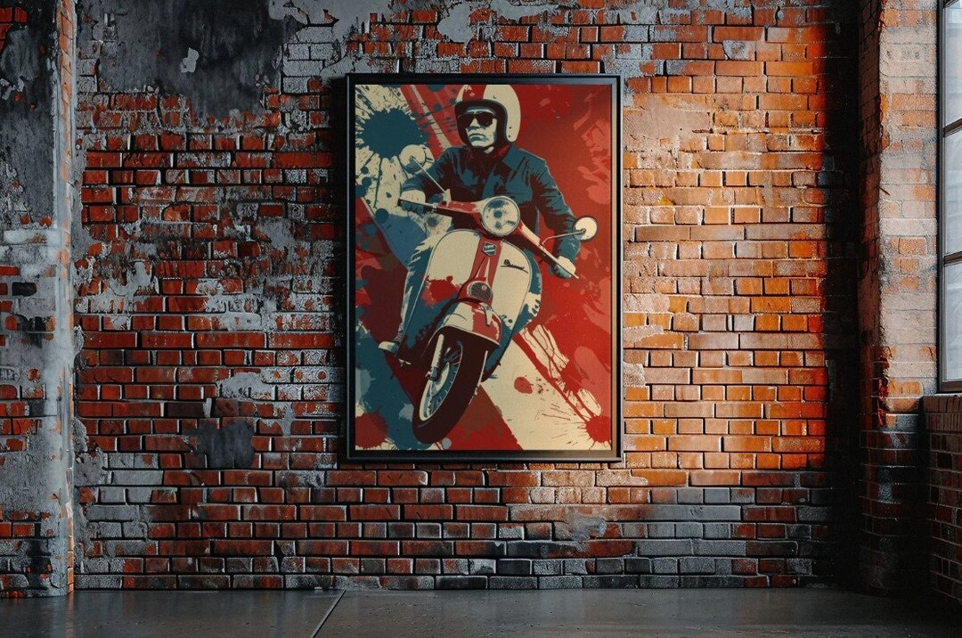 Retro Mod Scooter Poster, 2 Tone, Mod Era, Pub Poster, Splatter Poster ...