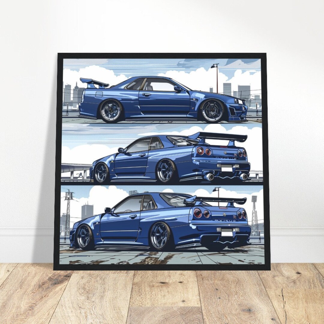 Framed R34 GTR Poster Print | JDM Poster | JDM Wall Decor | Jdm Art ...