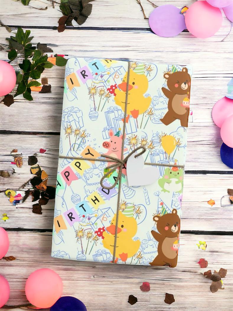 Wrapping Paper Happy Birthday Print - Etsy
