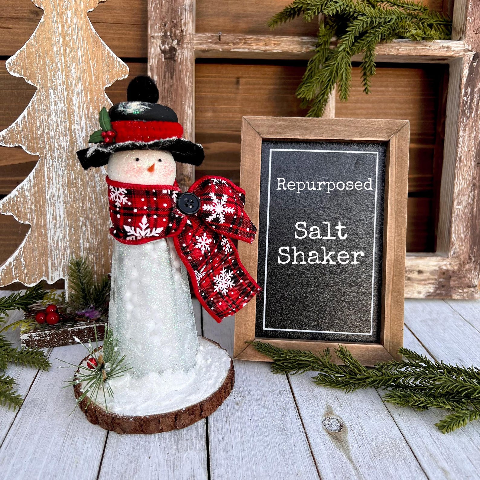 Salt Shaker Snowman, Frosty, Winter, Christmas, Holly, Repurpose ...