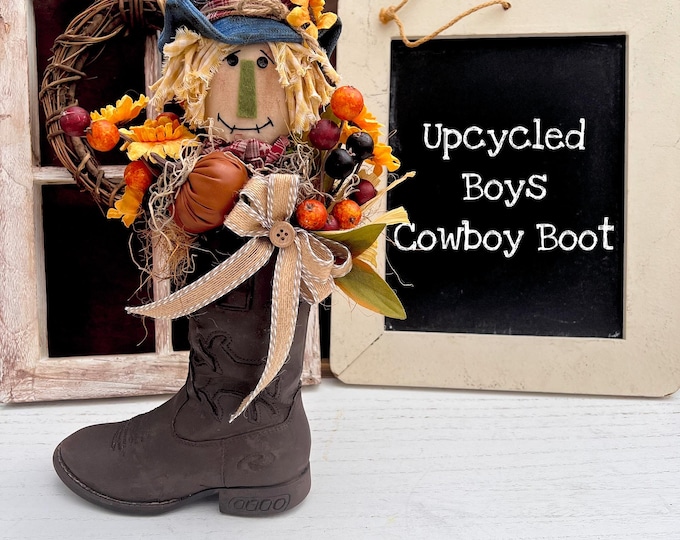 Fall Decor, Cowboy Boot, Scarecrow, Pumpkin, Autumn, Fall, Harvest ...