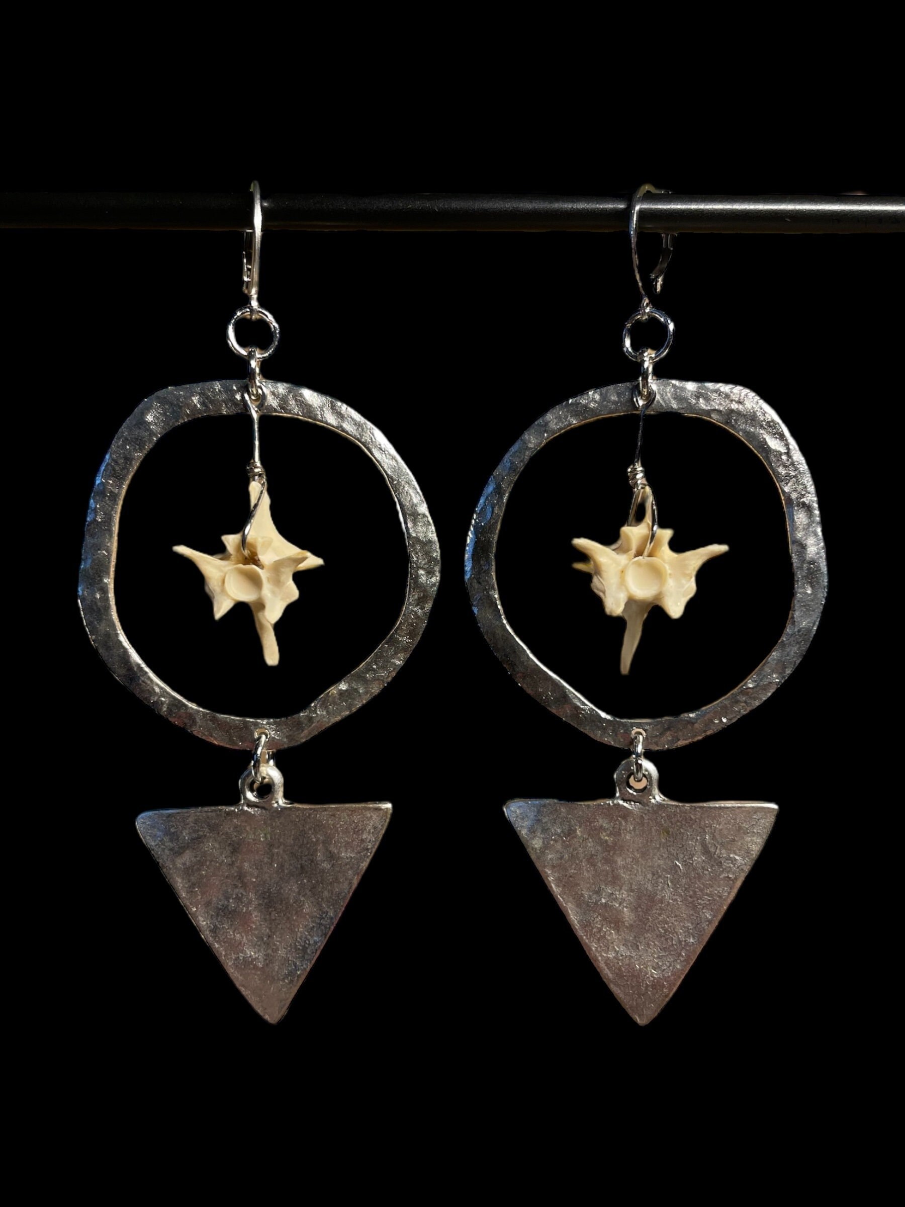 Rattlesnake Vertebrae Hammered Hoop Earrings With Hammered Triangle ...