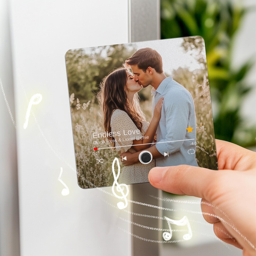 Personalized Music Fridge Magnet, Custom Photo & Song Album, Playable ...