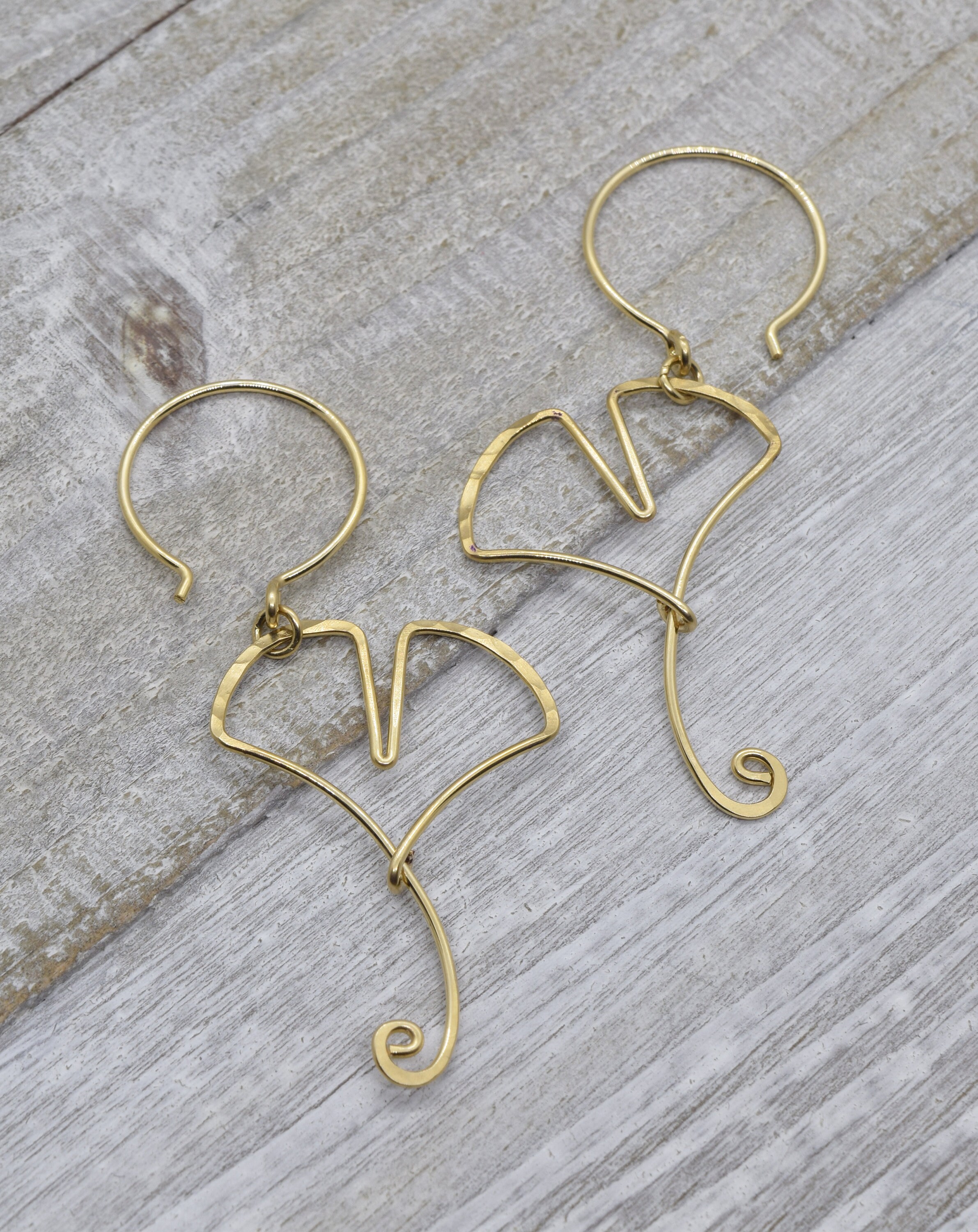 Ginkgo Leaf Earrings Gold Ginkgo Biloba Leaf Earrings Long | Etsy