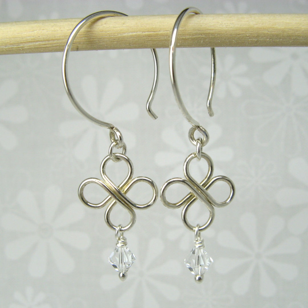 CLOVERS SILVER EARRINGS, Sterling Silver Clover Shaped Hoop Earrings ...