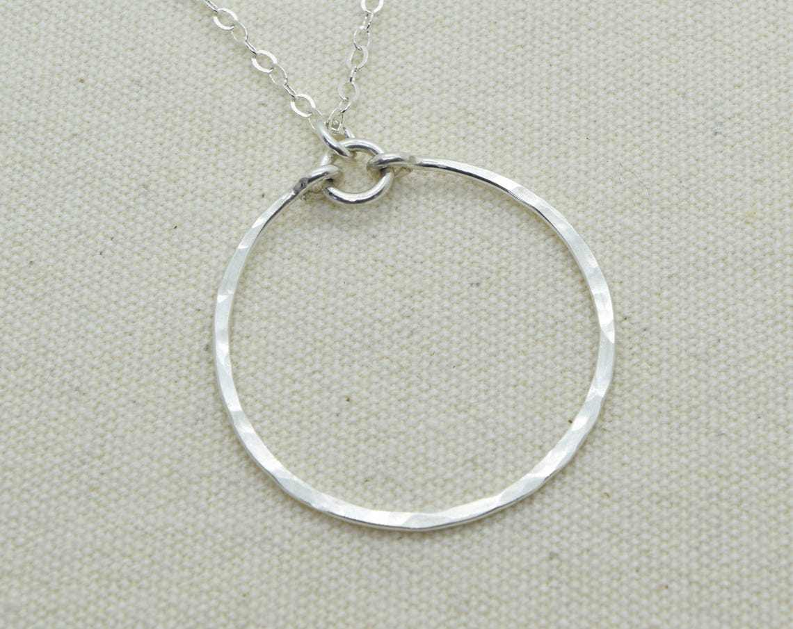 Meridian Silver Necklace, Sterling Silver Circle Pendant Necklace ...