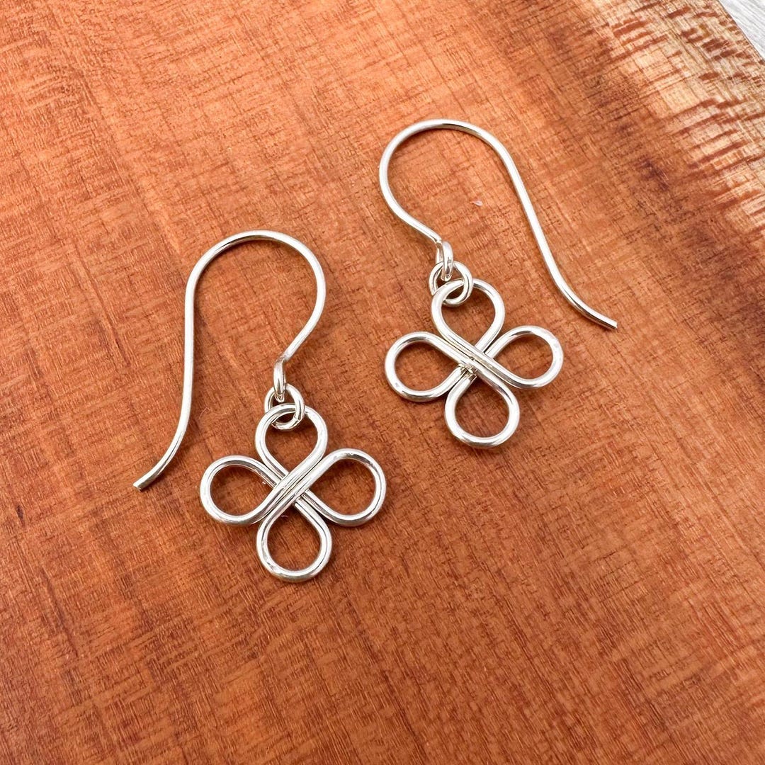 Clovers Silver Earrings, Sterling Silver Clover Shaped Earrings, Dainty ...