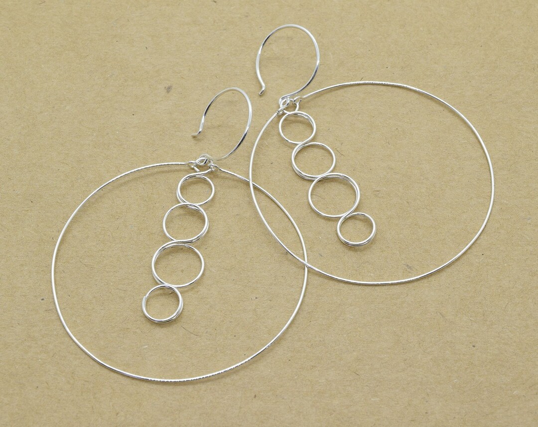Caprice Dangle Hoop Sterling Silver Earrings, Large Hoop Earrings ...