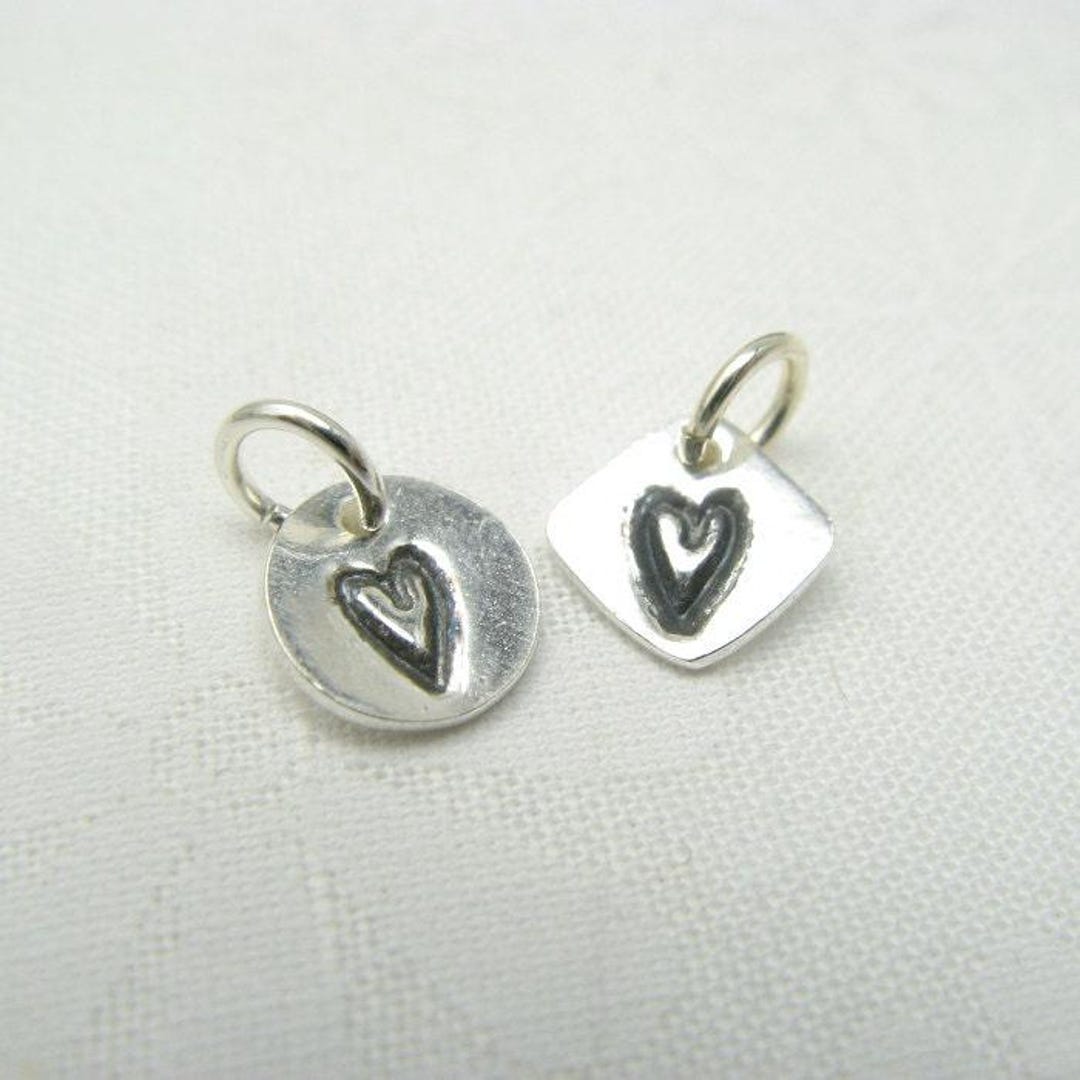 Silver Tiny Heart Charm, Silver Heart Charm Tiny Charm Add on Charm for ...