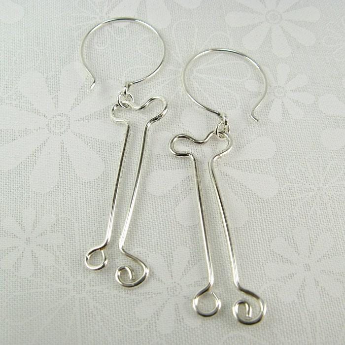 Bones Silver Earrings, Sterling Silver Earrings Bones Earrings Dangle ...