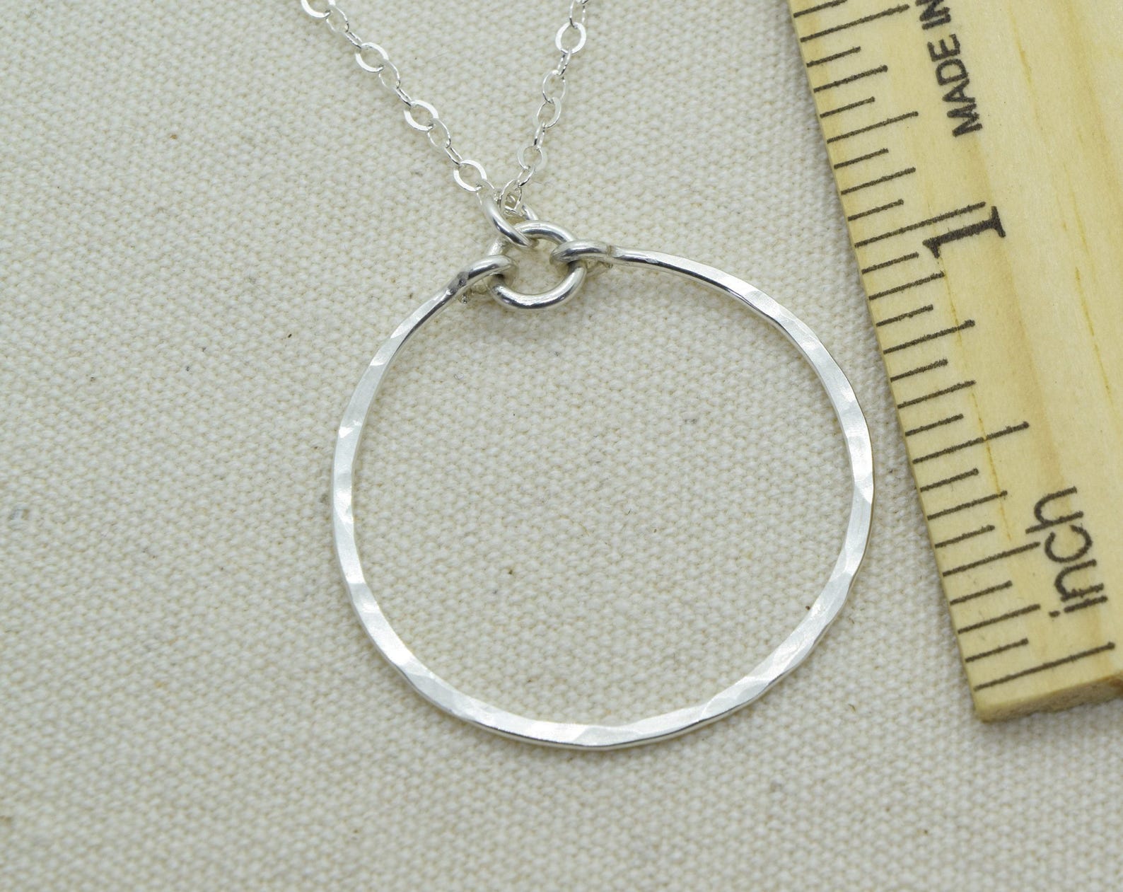 Meridian Silver Necklace, Sterling Silver Circle Pendant Necklace ...