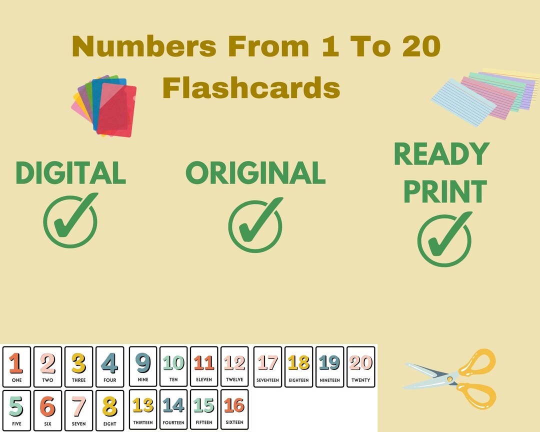 Números del 1 al 20 Tarjetas didácticas / Tarjetas didácticas de ...
