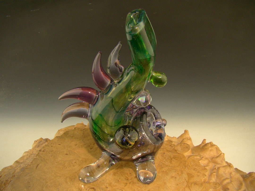 Heady Glass Pipe Alien Spiked Sherlock With Opal by Redbone Smoking ...