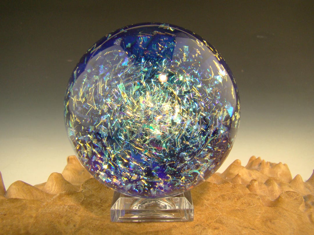 1.8 Galaxy Marble Dichroic Glass Art Glass Orb Sphere Gazing Ball Blue ...