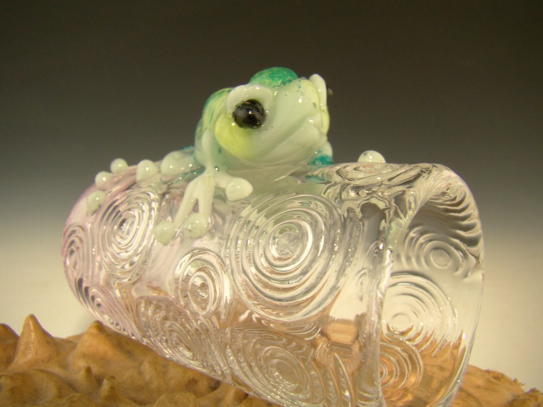 Hand Blown Frog Shot Glass Flameworked Green Art Bar Glass Glassware by ...