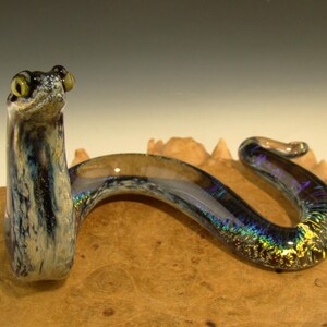 Rainbow Dichroic Glass Snake Sculpture Figurine With Realistic Eyes by ...