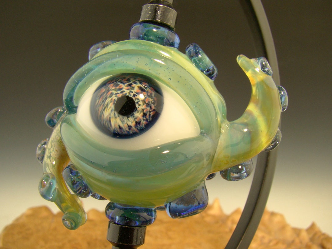 Glass Art Specimen Eyeball Marble With Caliper Stand Monster Eye Orb ...
