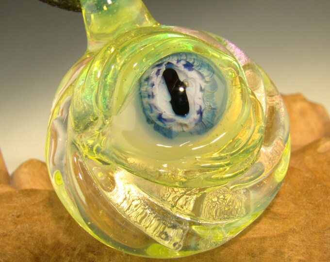 Dichroic Glass Pendant Eye of the Creature Boro Glass Bead Necklace by ...