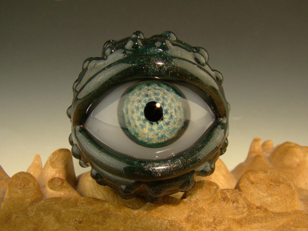 1.4 Glass Art Eyeball Marble ' Eye of the Machine ' Lampwork Realistic ...
