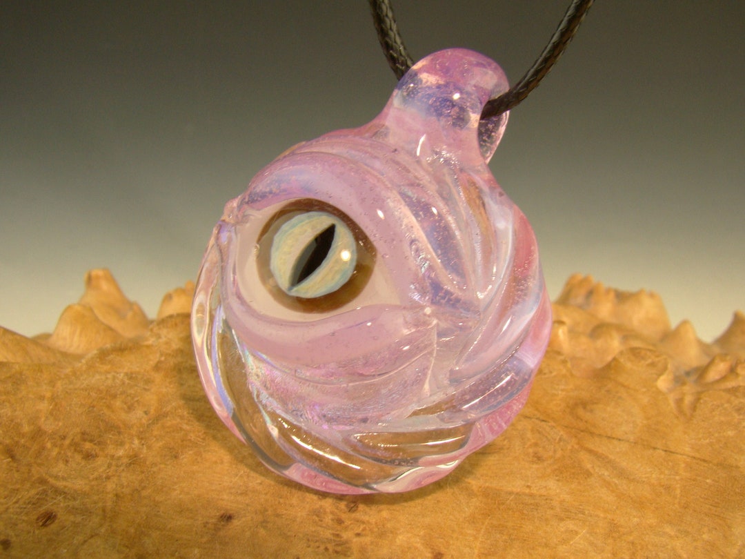 Dichroic Glass Pendant Eye of the Creature Boro Glass Bead Necklace by ...