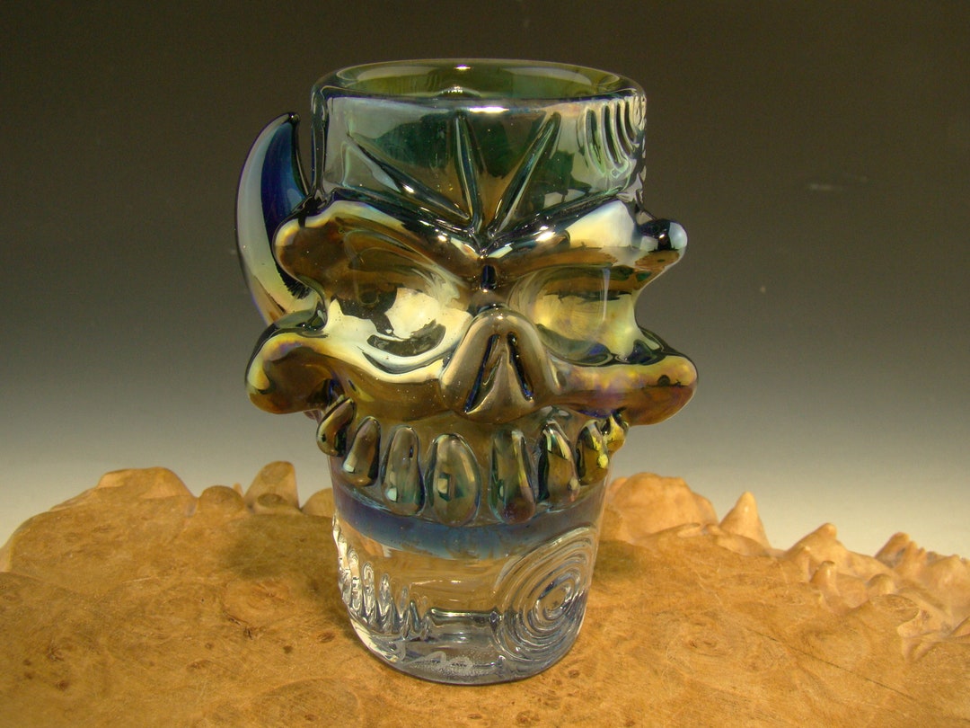 Skull Shot Glass Hand Blown Horny Flameworked Barware Glassware by Eli ...