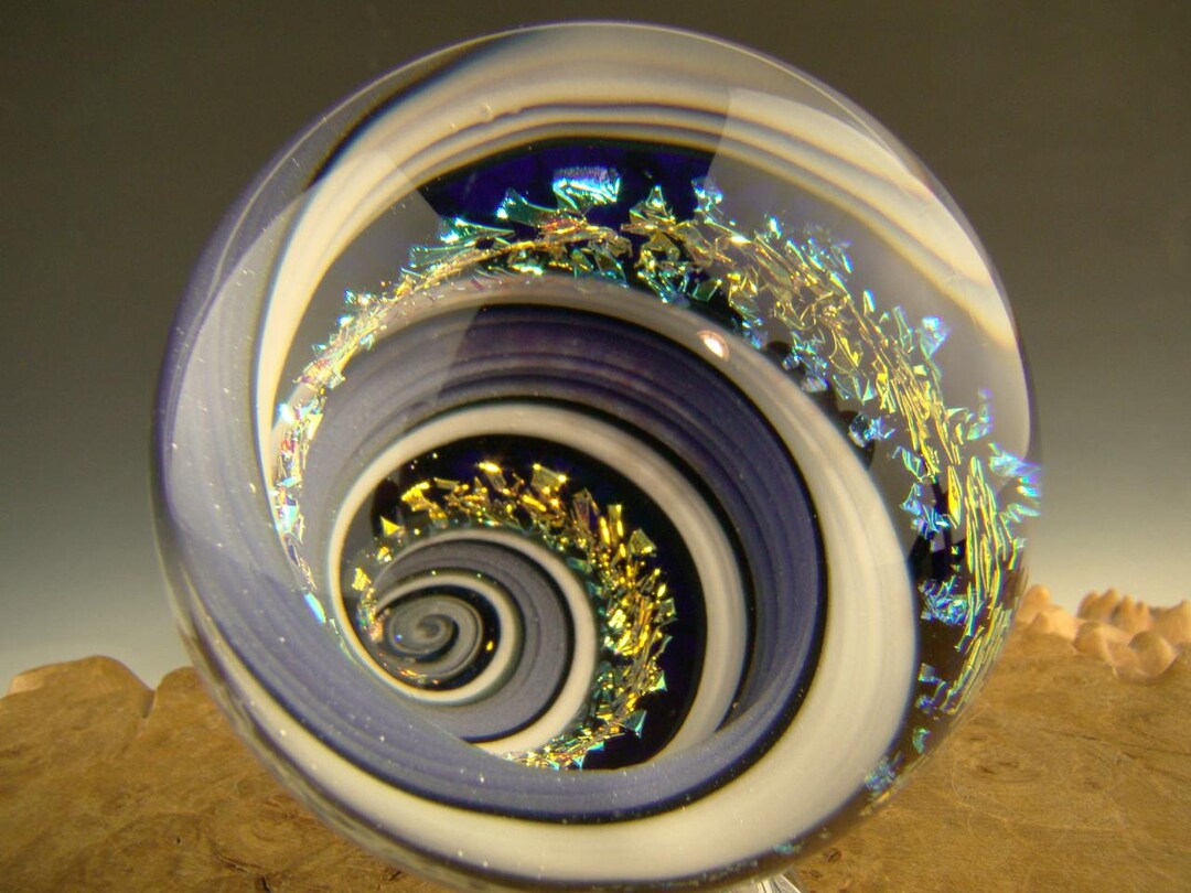 2 Vortex Marble Dichroic Glass Illusion Orb Spiral Home - Etsy