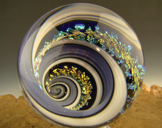 2 Vortex Marble Dichroic Glass Illusion Orb Spiral Home Art by Tim ...