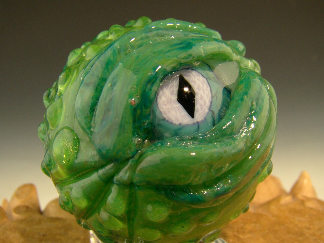 1.7 " Marble MONSTER Eye Glass Eyeball Lampwork Art Orb Curio by Mazet ...