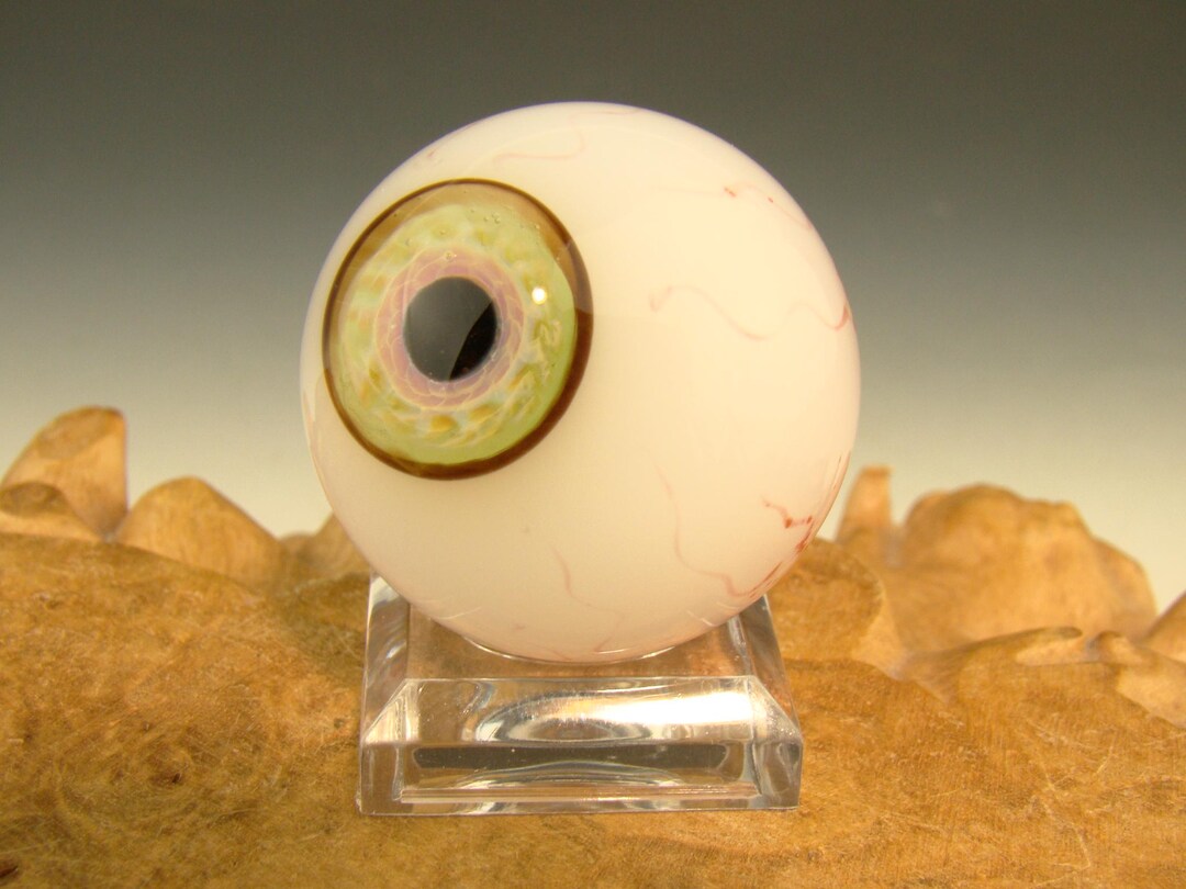 1.2" Glass Art Eyeball Marble Lampwork Style Eye Freaky Top Cap Orb ...