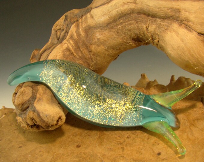 Dichroic Glass Slug Sculpture Aqua Gold Figurine by Eli Mazet - Etsy
