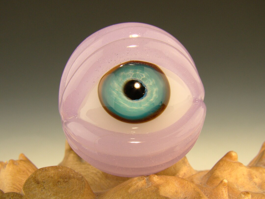 1.3 Glass Art Eyeball Marble Lampwork Realistic Eye Freaky Orb Curio ...