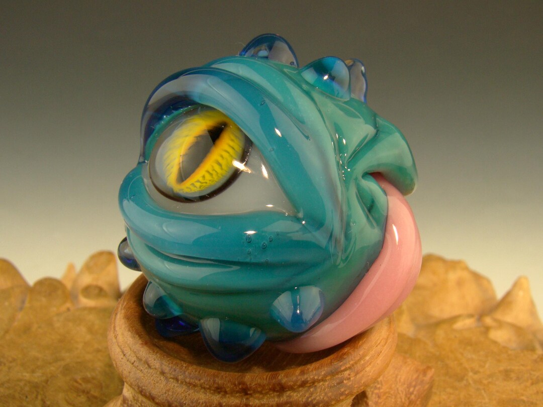 1.5 Eyeball Marble Monster Glass Art Lampwork Tongue Eye Freaky Orb ...