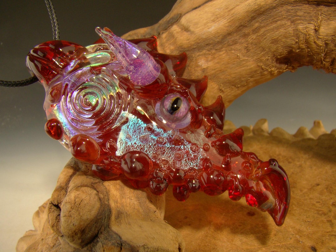 Glass Pendant Eye of the Dragon Creature Boro Focal Bead Necklace ...