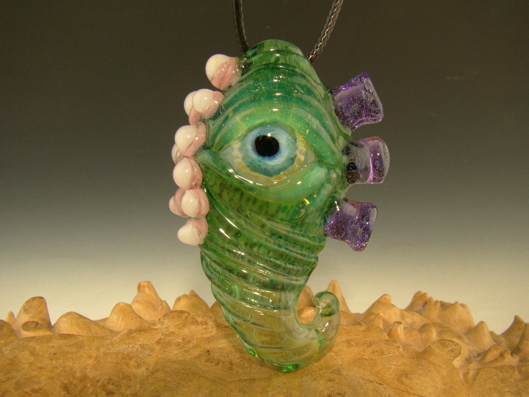 Glass Pendant Eye of the Elephant Creature Boro Focal Bead Necklace ...