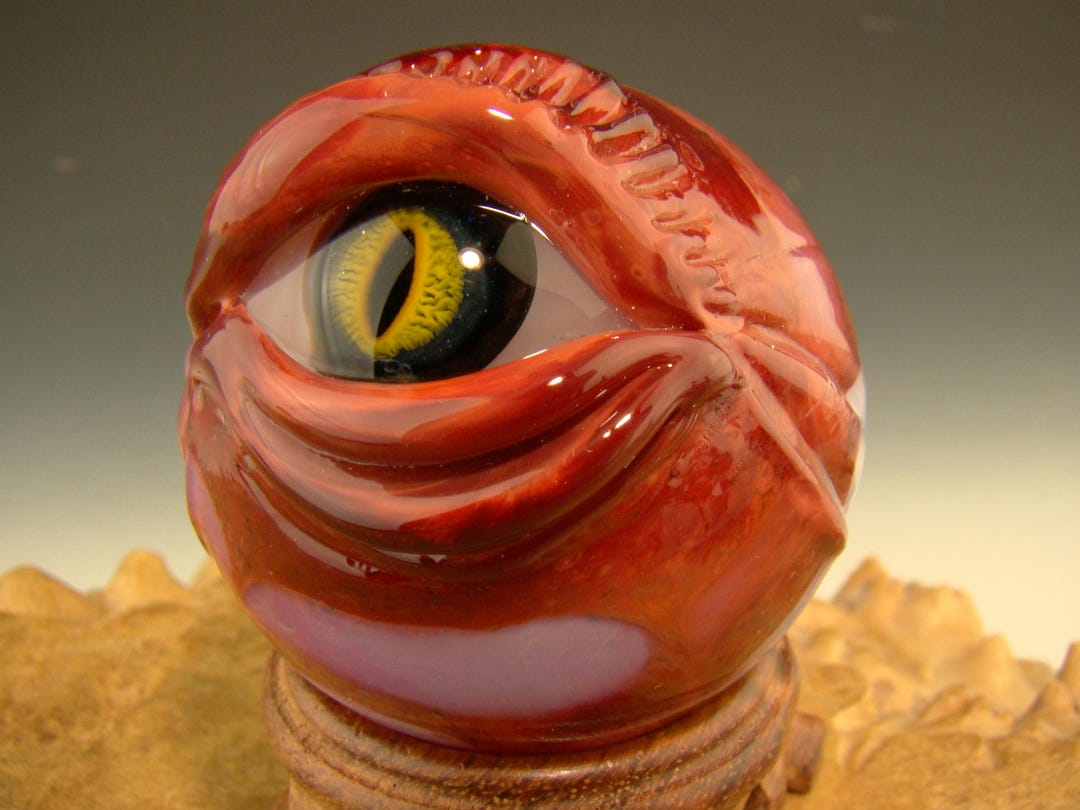 2" Glass Eye MONSTER Marble Red Glass Eyeball Lampwork Eye Orb Home Curio Art by Mazet - Etsy