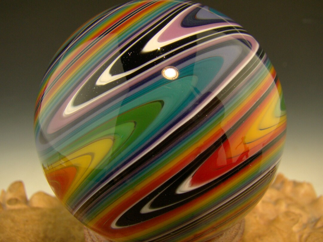 2" Glass Marble Rainbow Wig Wag Large Boro Orb Spiral Home Art Curio by Beck - Etsy