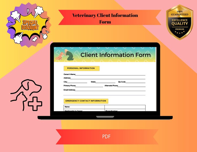 Veterinary Client Information Form, Printable Vet Intake Sheet, New ...