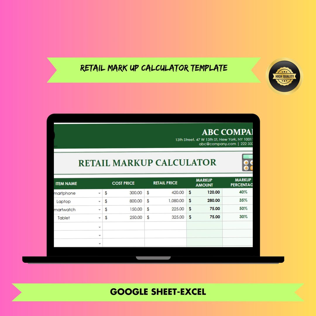 Retail Markup Calculator: Product Pricing Template (google Sheets ...