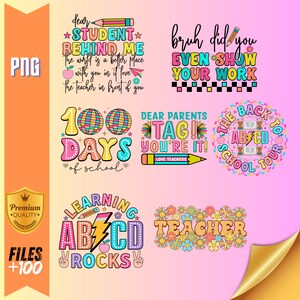 Back to School Sublimation Bundle,png Designs for T-shirts, Mugs ...