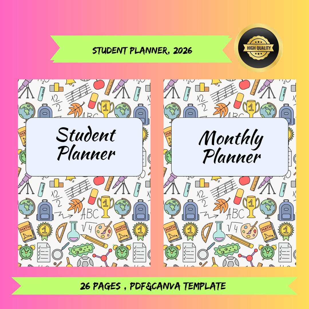 2026 Student Planner: Academic Organizer PDF + Canva (digital Download ...