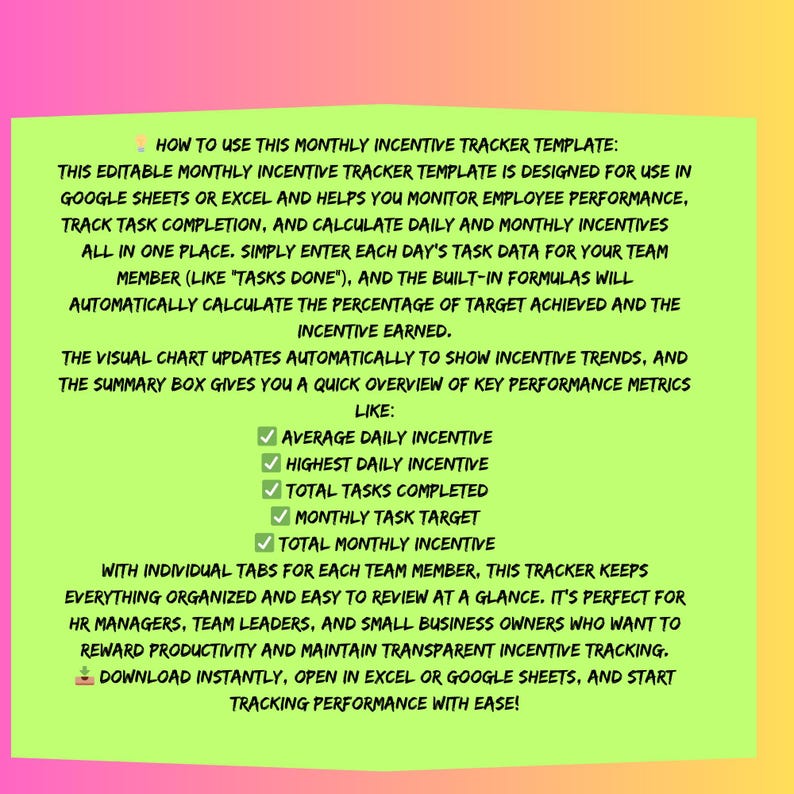 Monthly Incentive Tracker Template | Google Sheets and Excel | Bonus ...