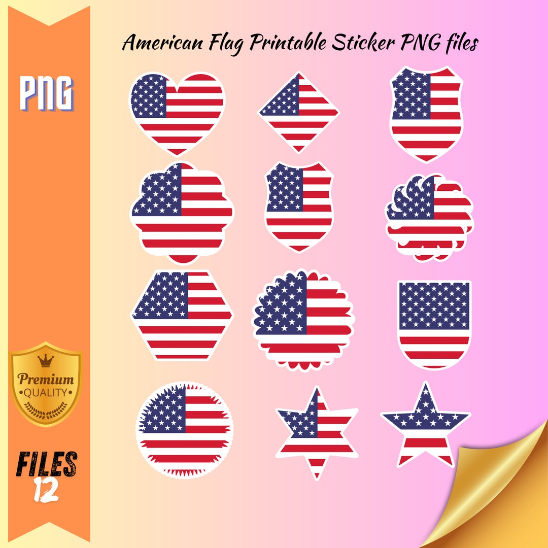 American Flag Printable Sticker PNG Files ,circuit Files, Digital ...