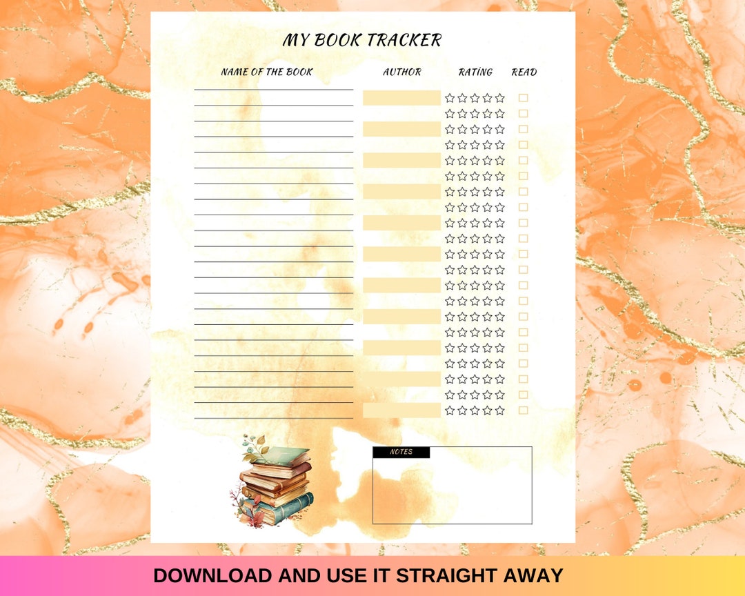 My Book Tracker -PRINTABLE Journal Page - Book Journal Page - Book ...
