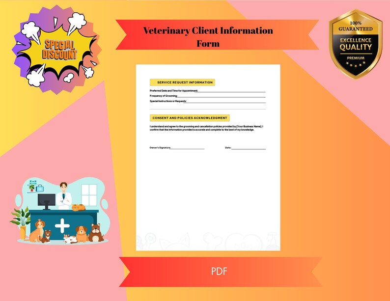 Veterinary Client Information Form, Printable Vet Intake Sheet, New ...