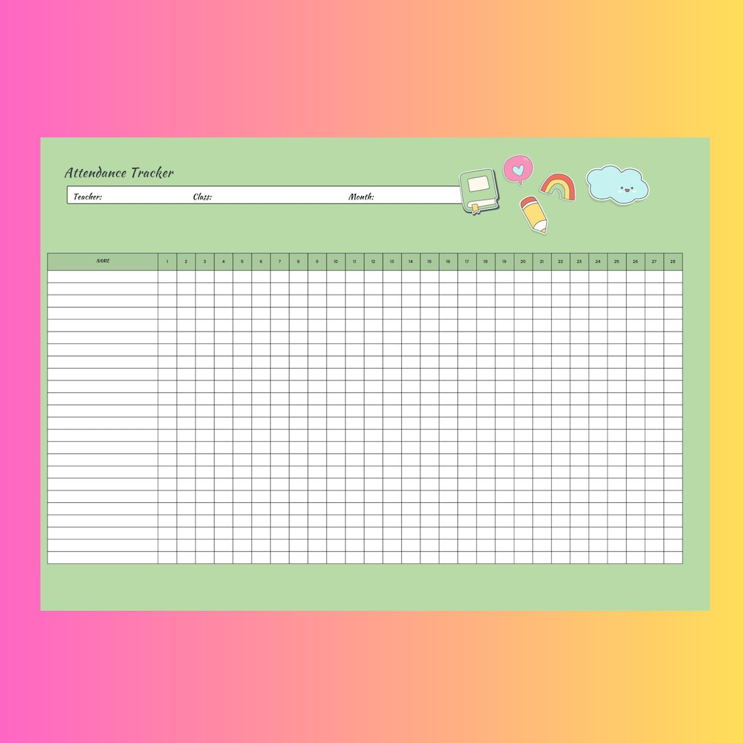 Attendance Tracker for Teachers – Editable Canva Template & Printable ...