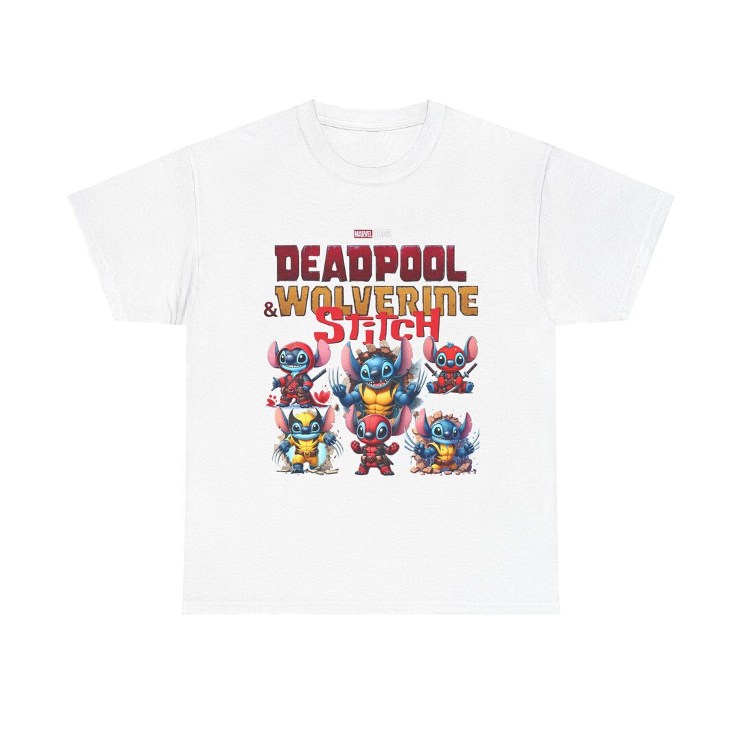 Customizable Stitch in Wolverine and Deadpool Costumes Heavy Cotton Tee ...