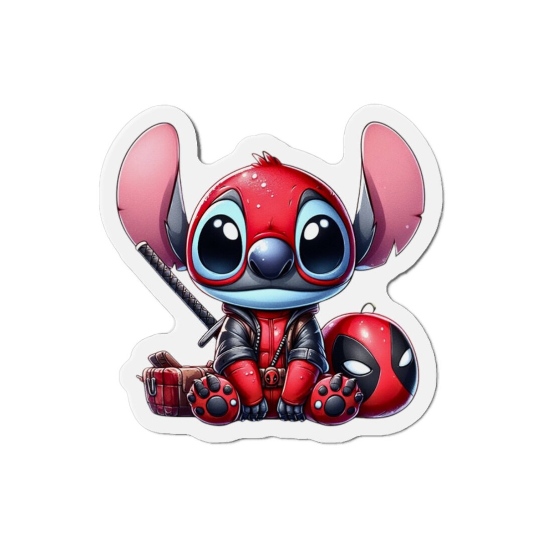 Stitch in Deadpool Costume and Mask Die-cut Magnets - Etsy