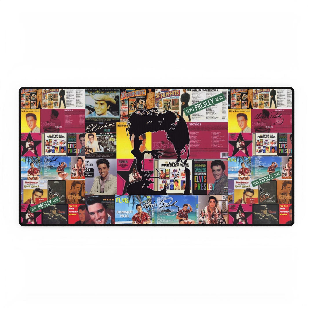 Elvis Presley Collage Desk Mat | Retro Music Album Art Mousepad - Etsy